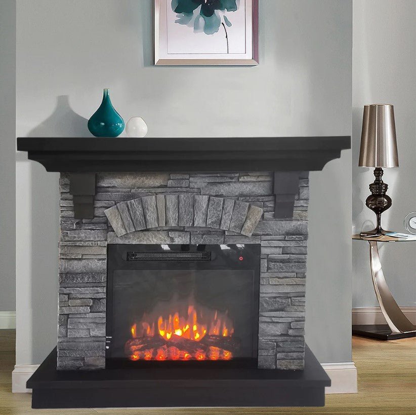 Electric Fireplace TV Stand with Built In Bluetooth Speakers